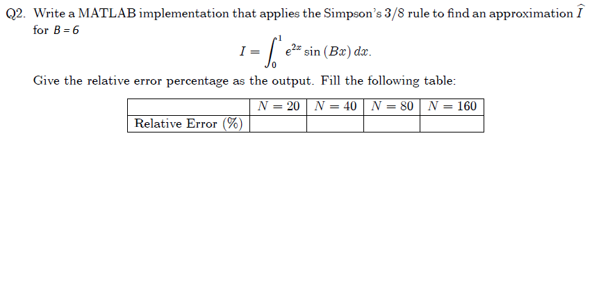 Solved Q2 Write A Matlab Implementation That Applies The
