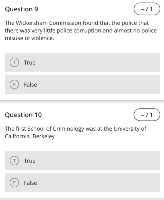Solved Question 9 The Wickersham Commission found that the | Chegg.com