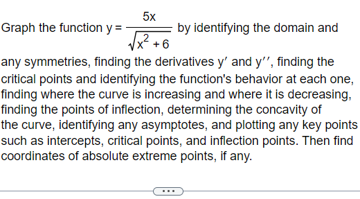 Solved Graph the function y=5xx2+62 ﻿by identifying the | Chegg.com