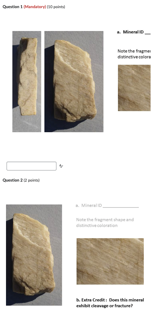 Solved Question 1 (Mandatory) (10 points) a. Mineral ID Note | Chegg.com