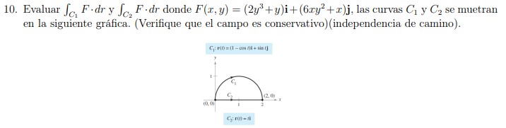 10. Evaluar ∫C1F⋅dr y ∫C2F⋅dr donde | Chegg.com