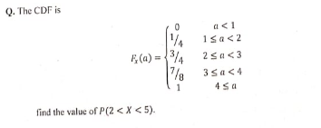 Solved Q. The CDF is | Chegg.com