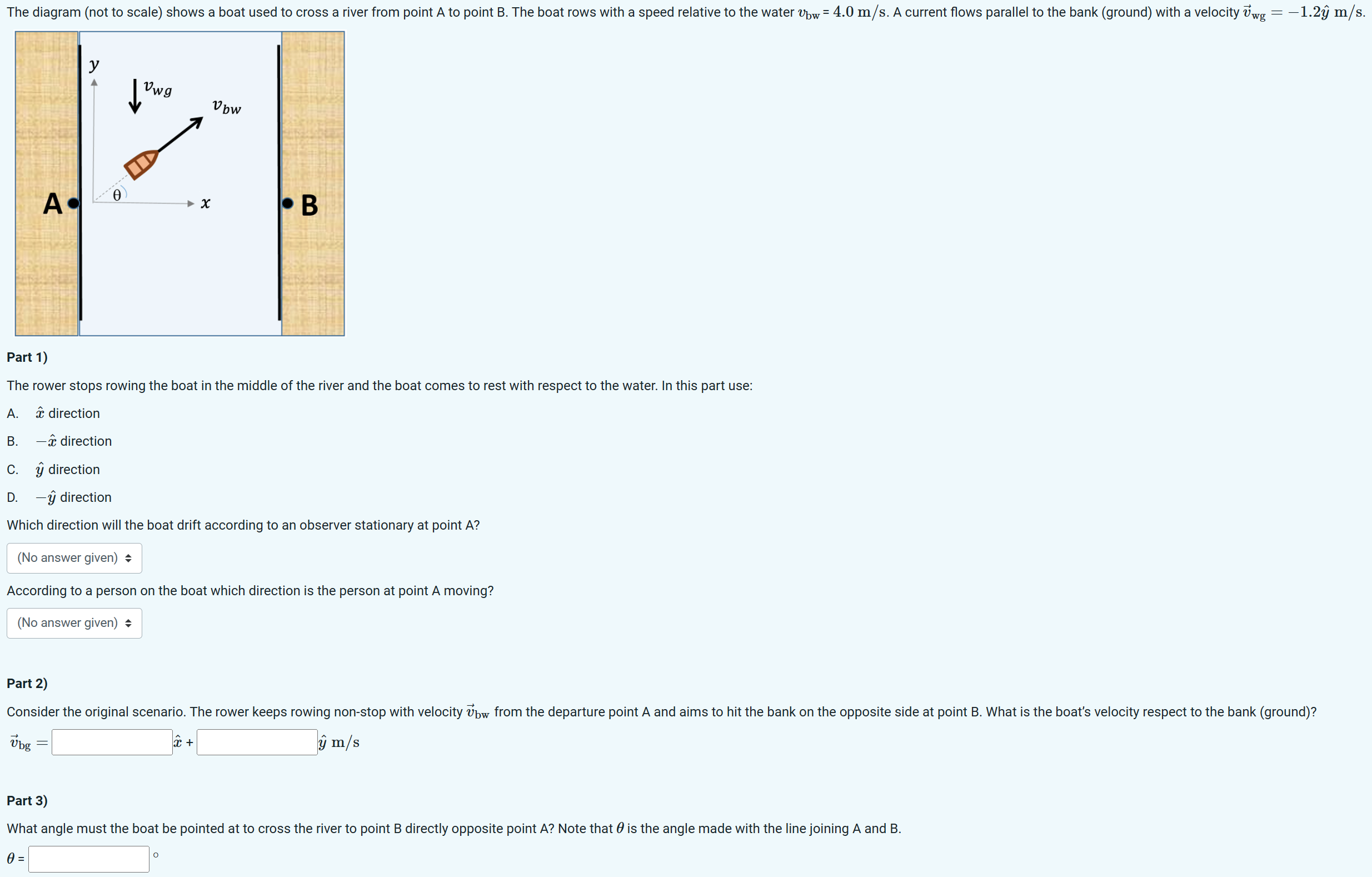 Solved Part 1) The rower stops rowing the boat in the middle | Chegg.com