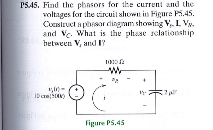 Solved P5.45. Find the phasors for the current and the | Chegg.com