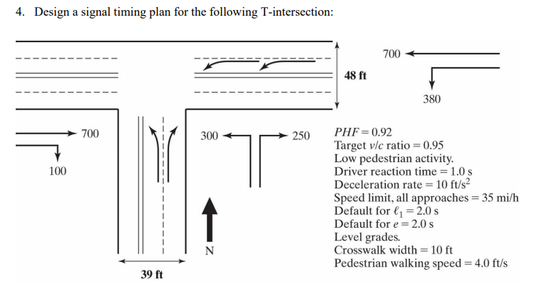 Solved 4. Design a signal timing plan for the following | Chegg.com