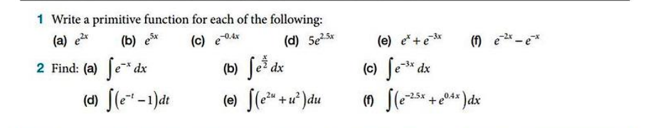 Solved 1 Write a primitive function for each of the | Chegg.com