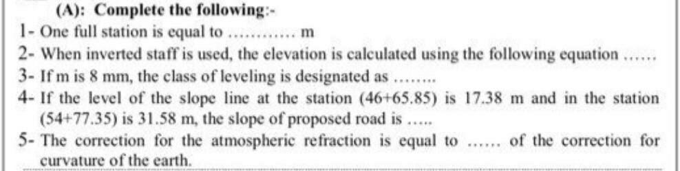 Solved m (A): Complete the following:- 1 - One full station | Chegg.com