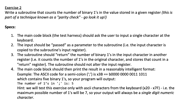 Solved Exercise 2 Write A Subroutine That Counts The Number