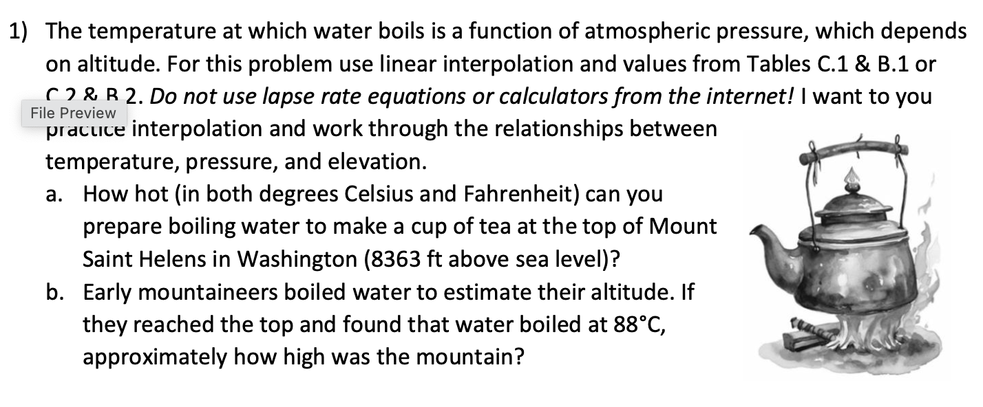 The temperature at which water boils is a function of | Chegg.com