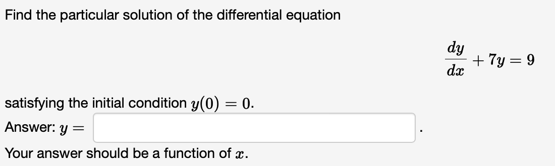 Solved Find the particular solution of the differential | Chegg.com