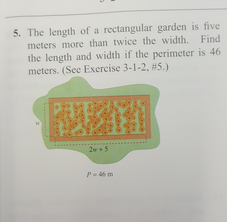 Solved 5. The length of a rectangular garden is five meters | Chegg.com