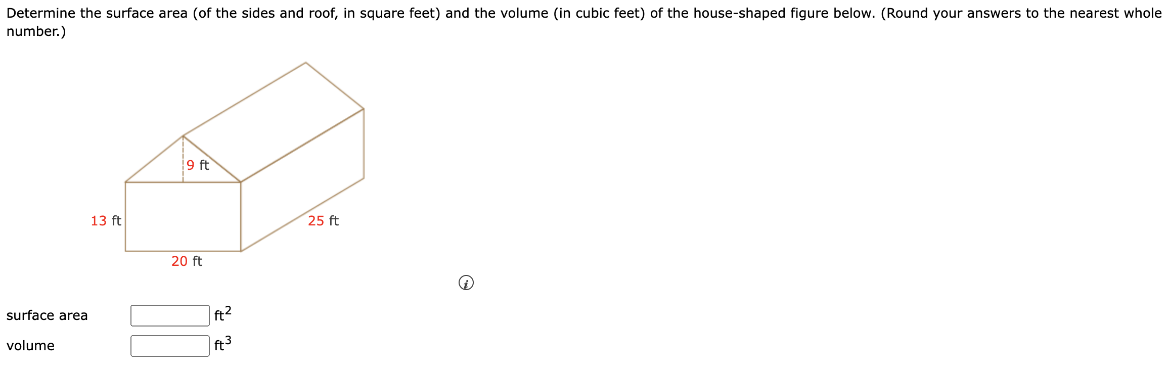 Solved surface area ft2 volume ft3 | Chegg.com