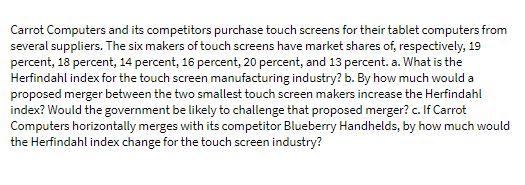 Solved Carrot Computers and its competitors purchase touch | Chegg.com