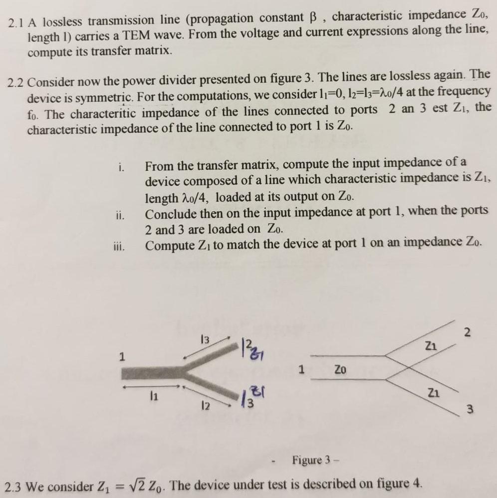 2.1 A lossless transmission line (propagation | Chegg.com