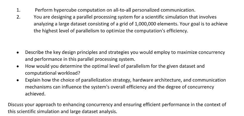 Solved 1. Perform hypercube computation on all-to-all | Chegg.com
