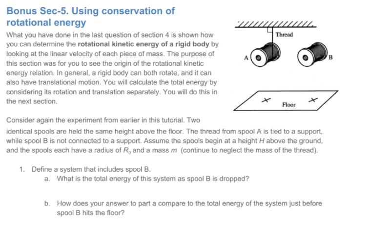 Solved Thread Bonus Sec-5. Using conservation of rotational | Chegg.com