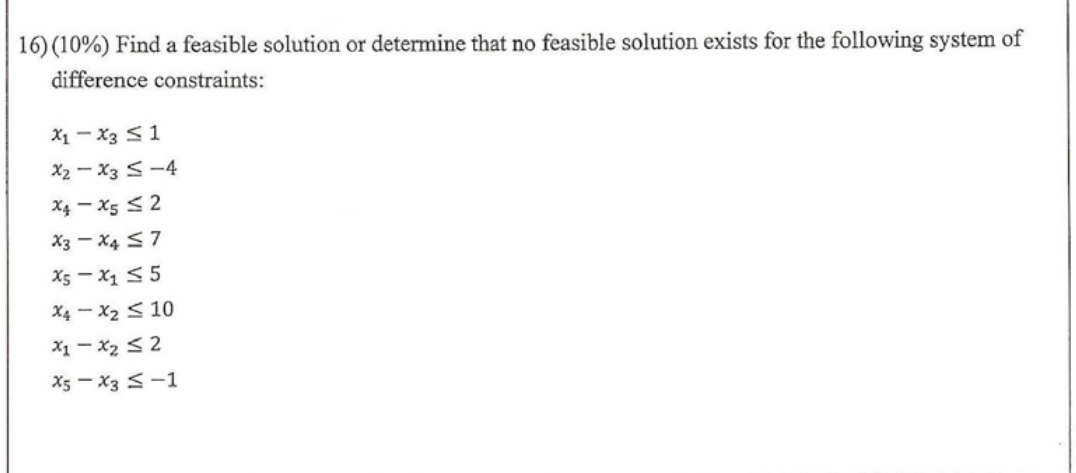 16) (10%) Find a feasible solution or determine that | Chegg.com