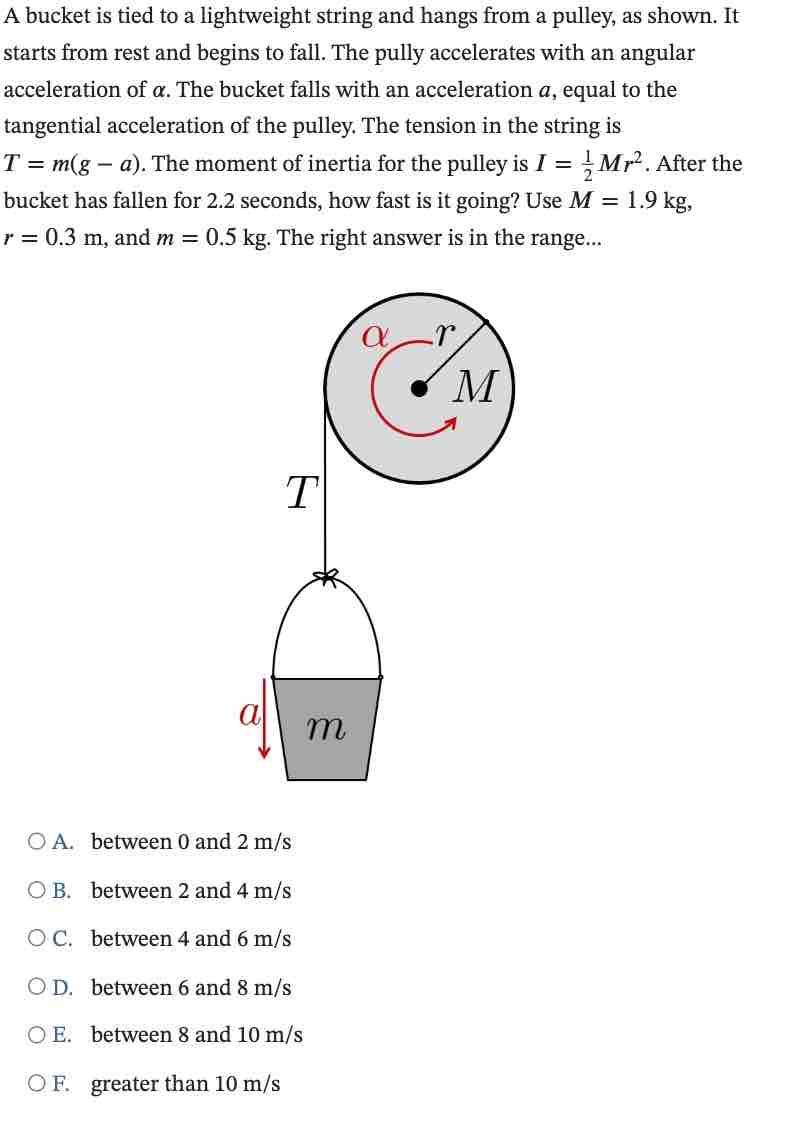 Solved A bucket is tied to a lightweight string and hangs | Chegg.com