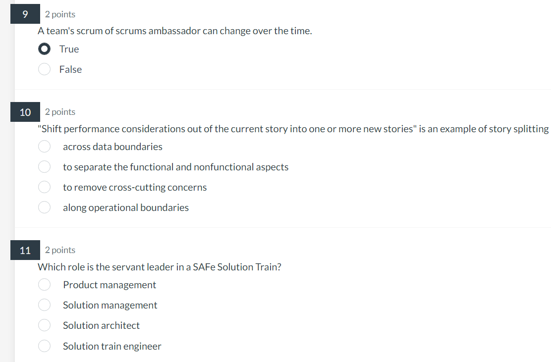 Solved A team's scrum of scrums ambassador can change over | Chegg.com