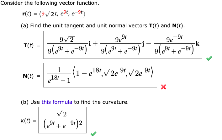 Solved Consider the following vector function r(t)(9 2t, | Chegg.com