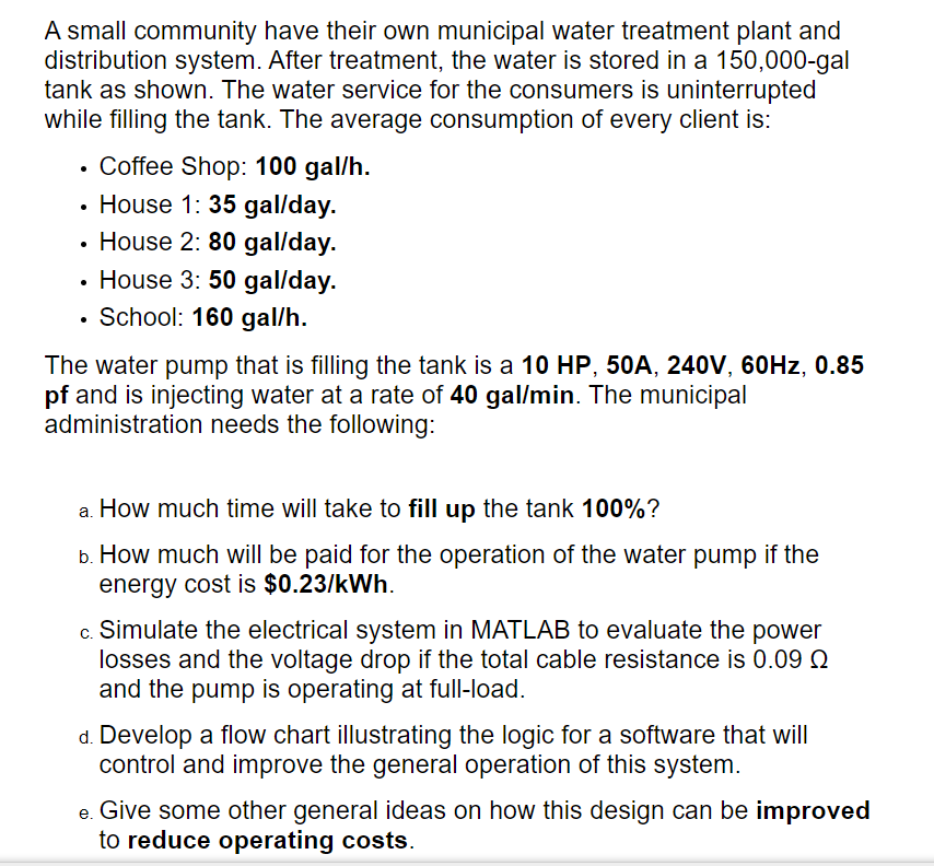 Solved A small community have their own municipal water | Chegg.com