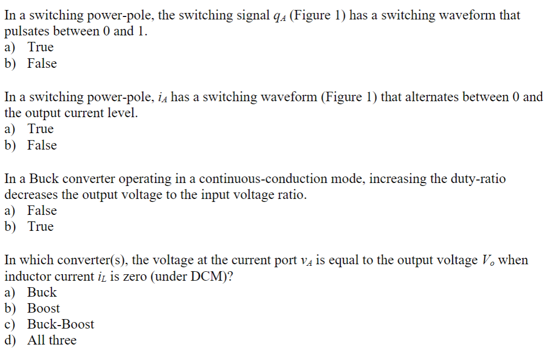 In a switching power-pole, the switching signal qA | Chegg.com