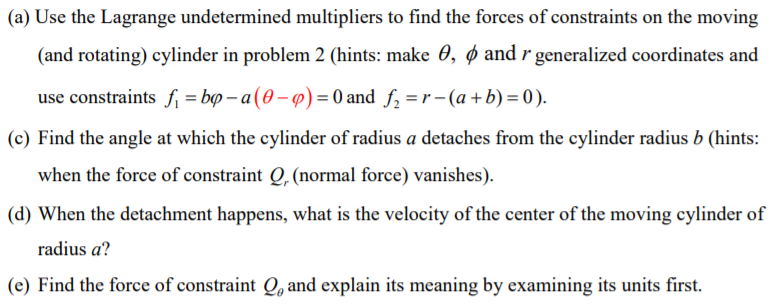 (a) Use the Lagrange undetermined multipliers to find | Chegg.com