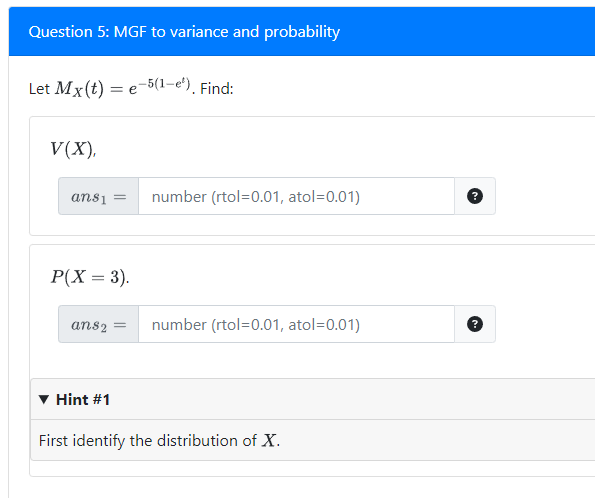 Solved Et Mx T E−5 1−et Find V X P X 3 Hint 1