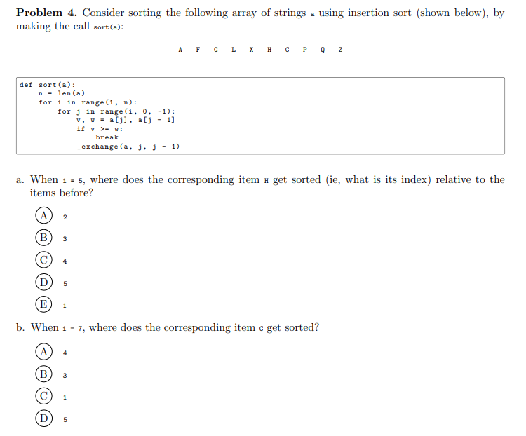 Solved Python: Consider sorting the following array of | Chegg.com