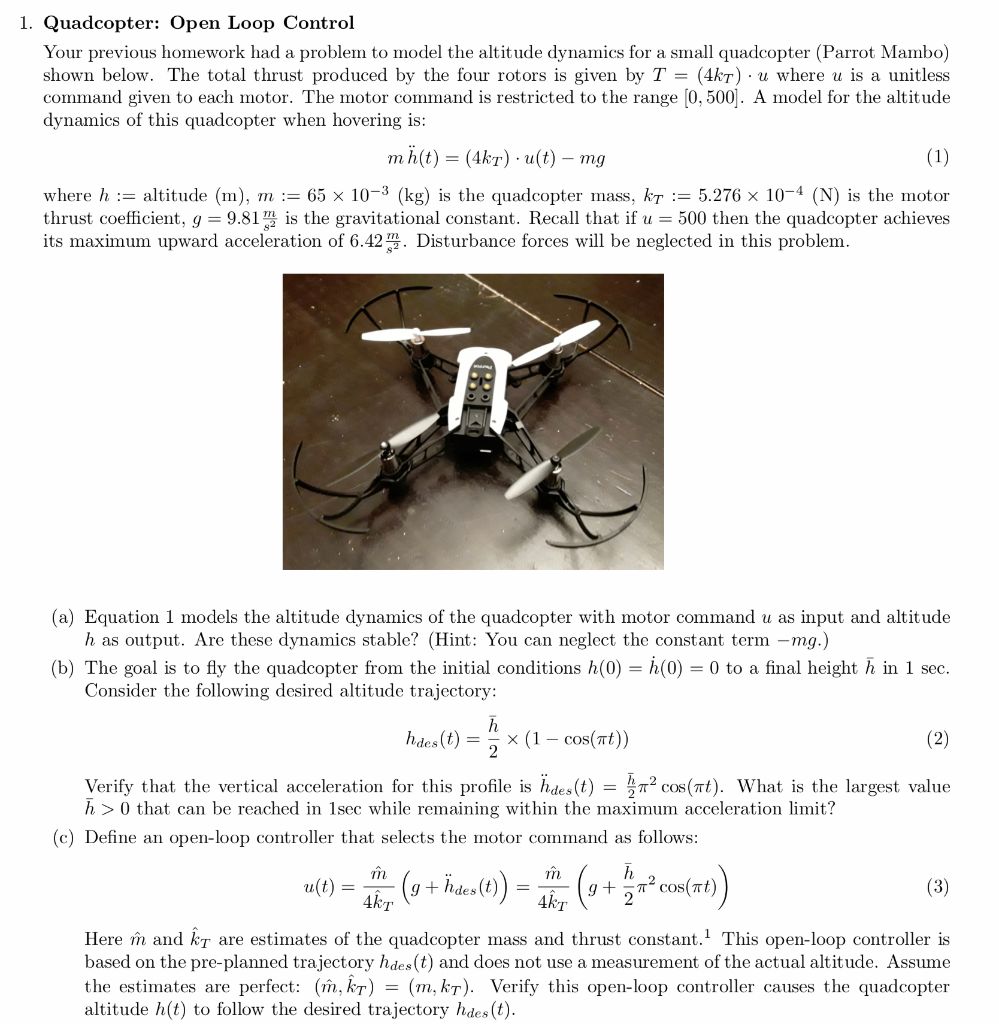 1. Quadcopter: Open Loop Control Your previous | Chegg.com