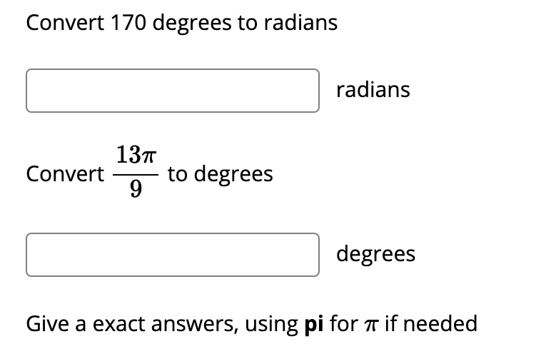 Solved 16 Convert a to degrees: 19 Convert - 283° to | Chegg.com