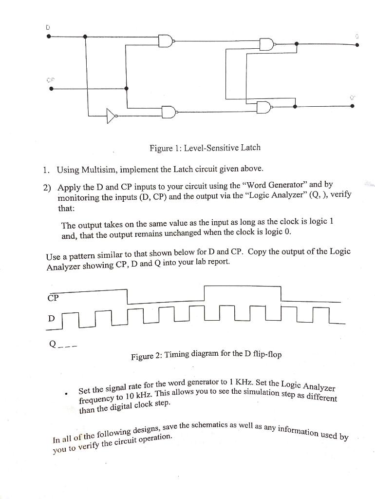 Solved D CP Figure 1: Level-Sensitive Latch 1. Using | Chegg.com