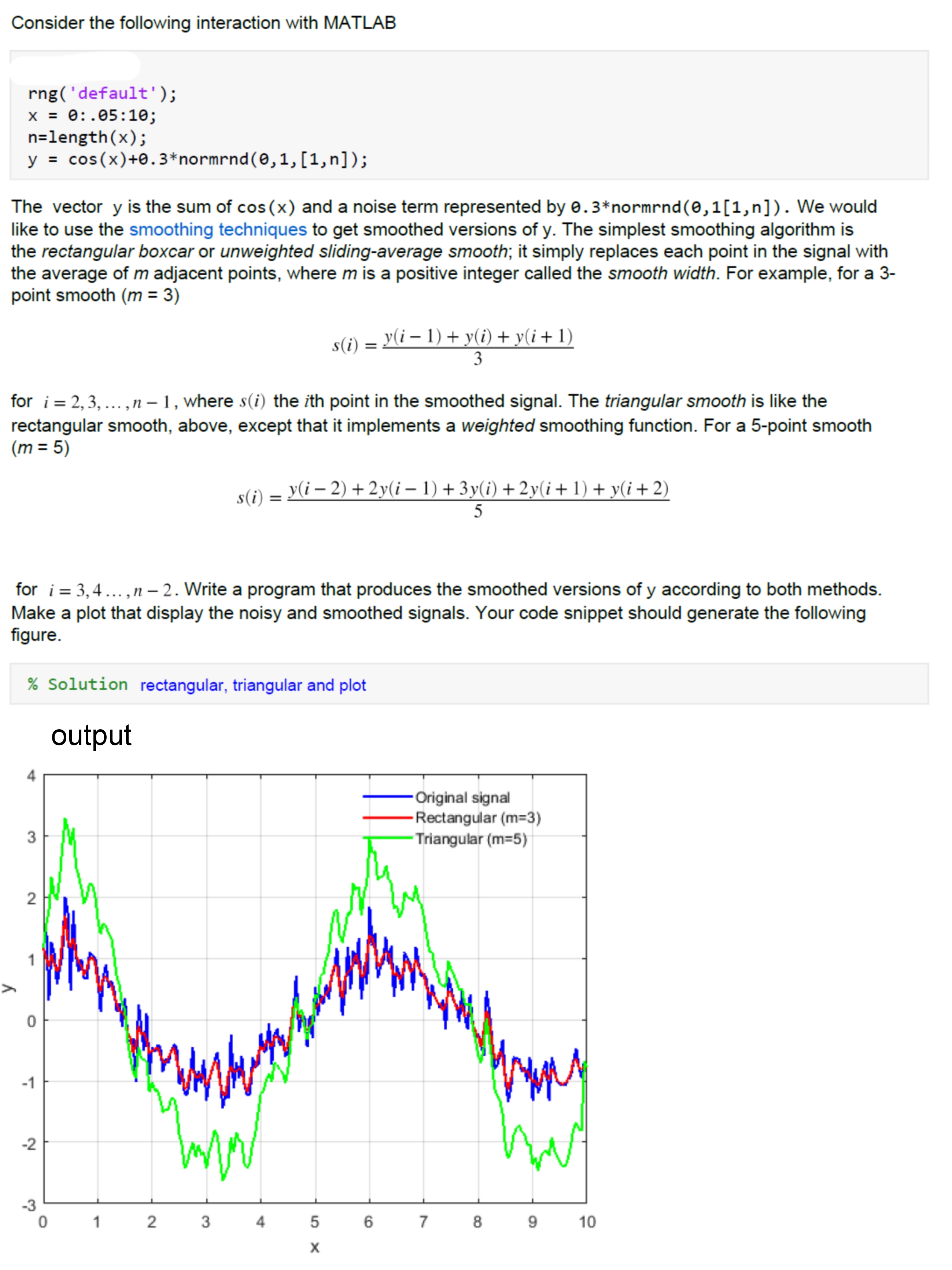 Solved rng('default' ) x=0:.05:10 n=length (x); | Chegg.com