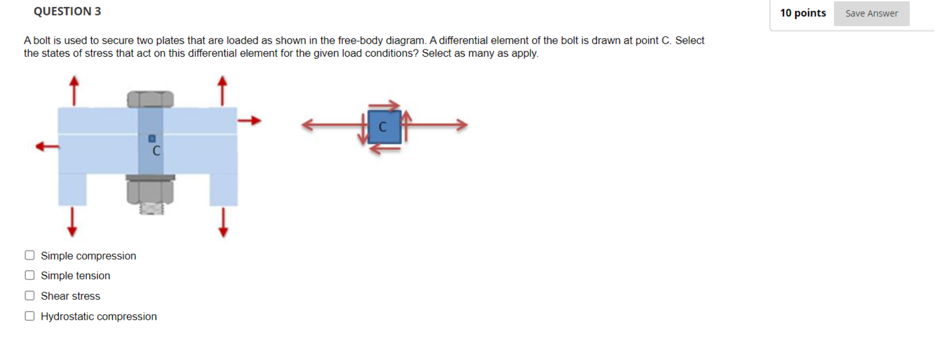 Solved A bolt is used to secure two plates that are loaded | Chegg.com