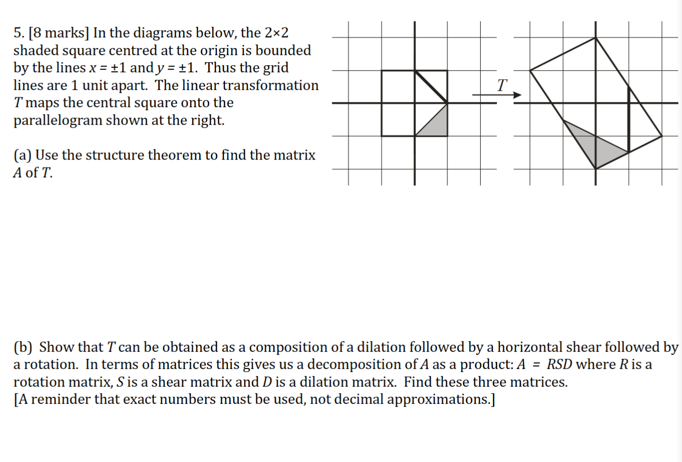 Solved (b) ﻿Show that T ﻿can be obtained as a composition of | Chegg.com