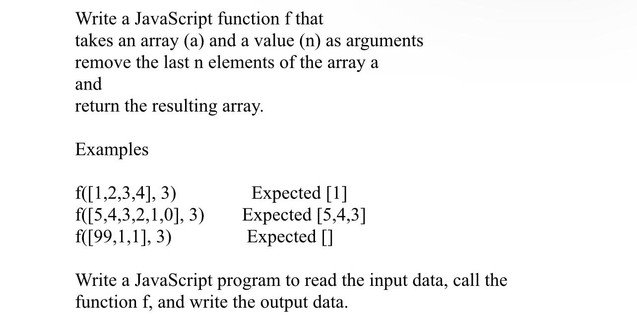 Solved Write a JavaScript function f that takes an array (a) | Chegg.com