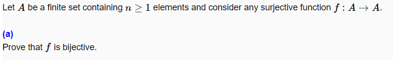Solved Let A be a finite set containing n > 1 elements and | Chegg.com