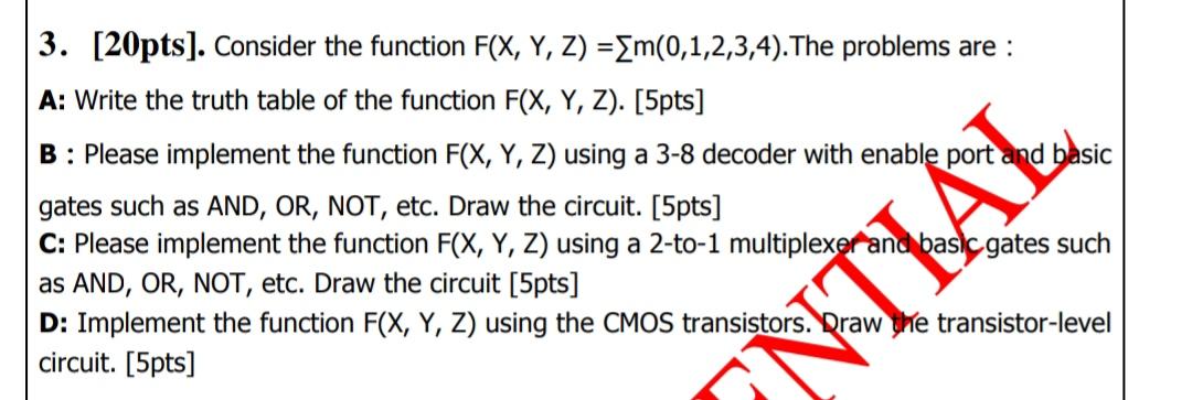 Solved 3. [20pts]. Consider the function | Chegg.com