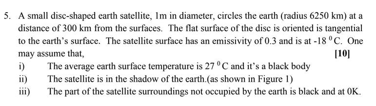 Solved 5. A small disc-shaped earth satellite, 1m in | Chegg.com