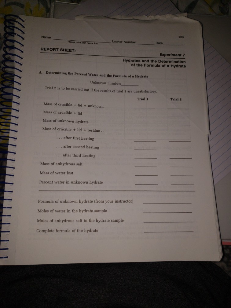 Solved 103 Name Locker Number Date print last name first | Chegg.com