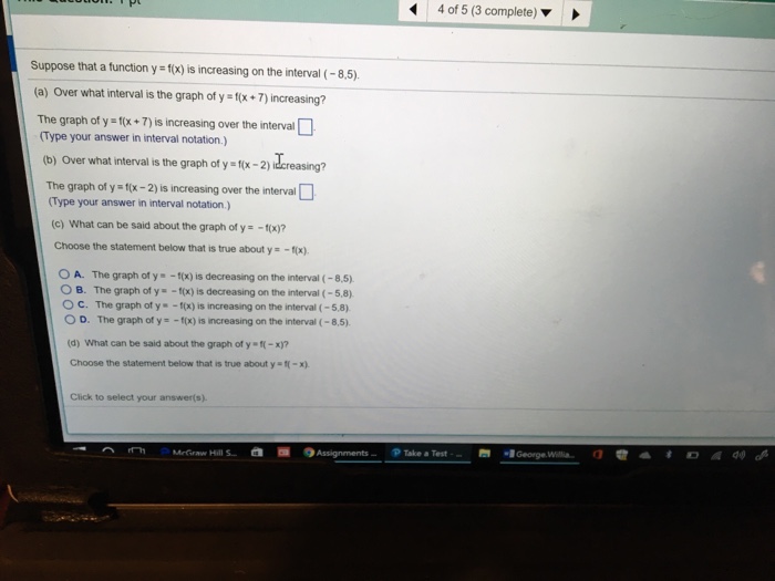 Solved Suppose that a function y = f(x) is increasing on the | Chegg.com