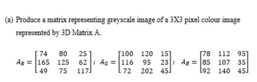 Solved (2) Produce a matrix representing greyscale image of | Chegg.com