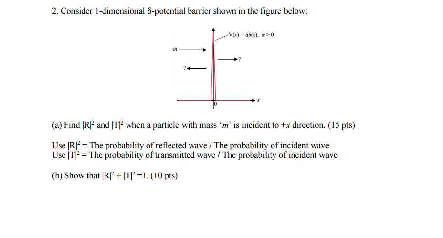 Solved Consider 1-dimensional δ-potential barrier shown in | Chegg.com