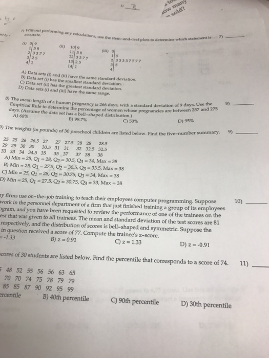 Solved Without performing any calculations, use the stem and | Chegg.com