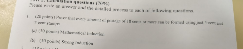 Solved Talt 2. Calculation questions (70%) Please write an | Chegg.com