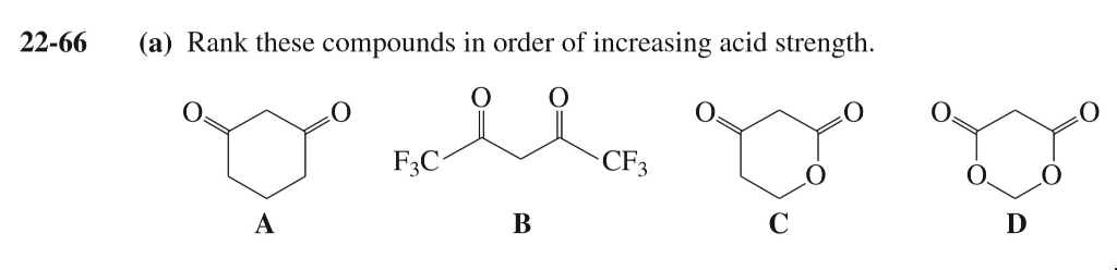 Solved 22-66(a) Rank these compounds in order of increasing | Chegg.com
