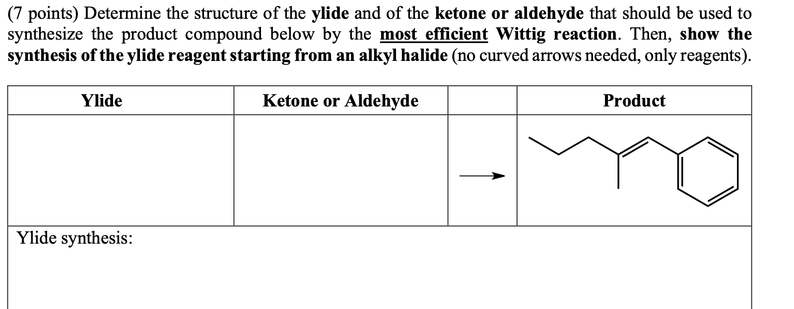 Solved (7 points) Determine the structure of the ylide and | Chegg.com