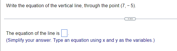 Solved Find an equation of the following line. vertical line | Chegg.com