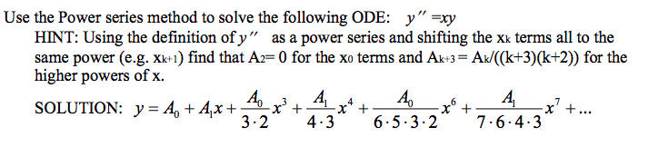 Solved Use the Power series method to solve the following | Chegg.com