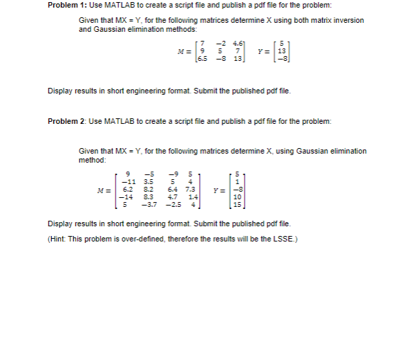 Solved Problem 1 Use Matlab To Create A Script File And 5891